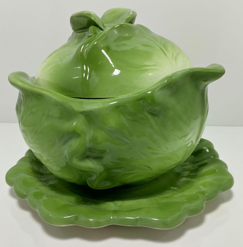 Vintage Art Cabbage Serving Bowl and Plate Decor or Used for Foods ...