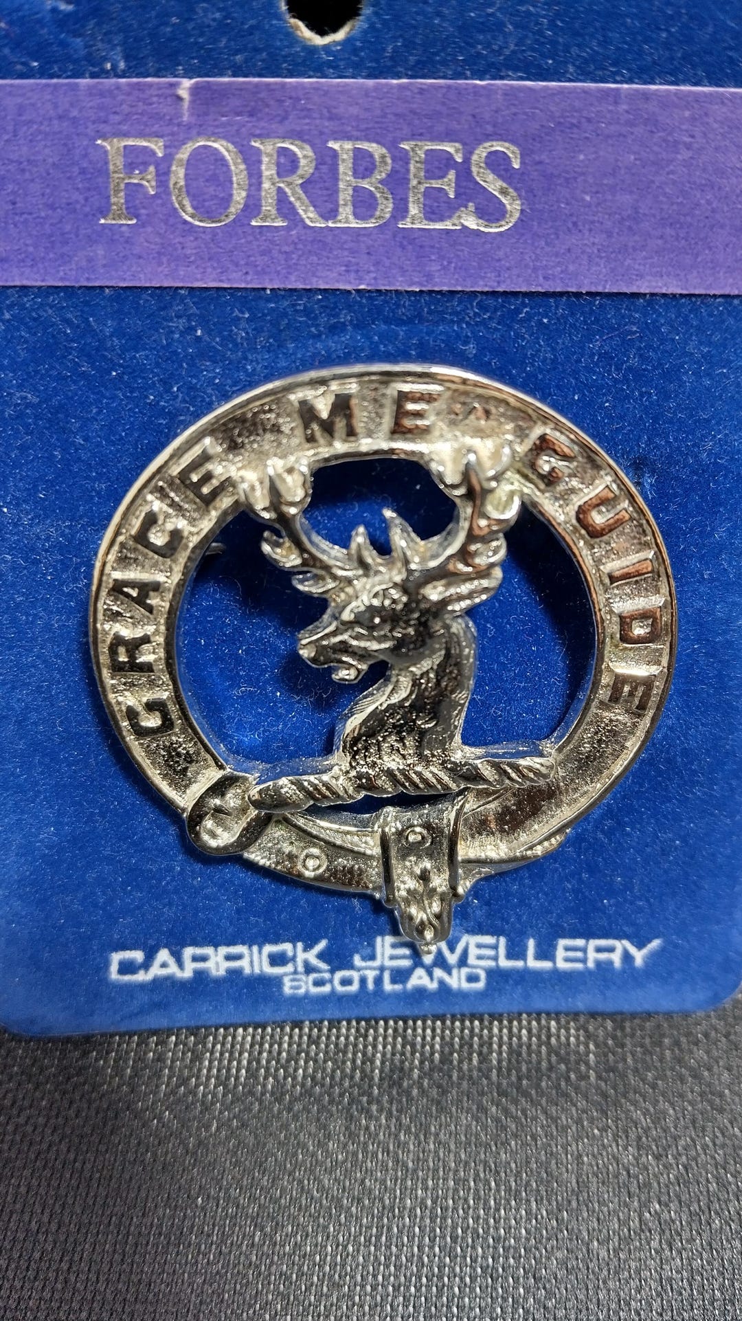Vintage Sterling Silver Scottish Clan Calhoun Crest Pin: Red Deer Badge ...