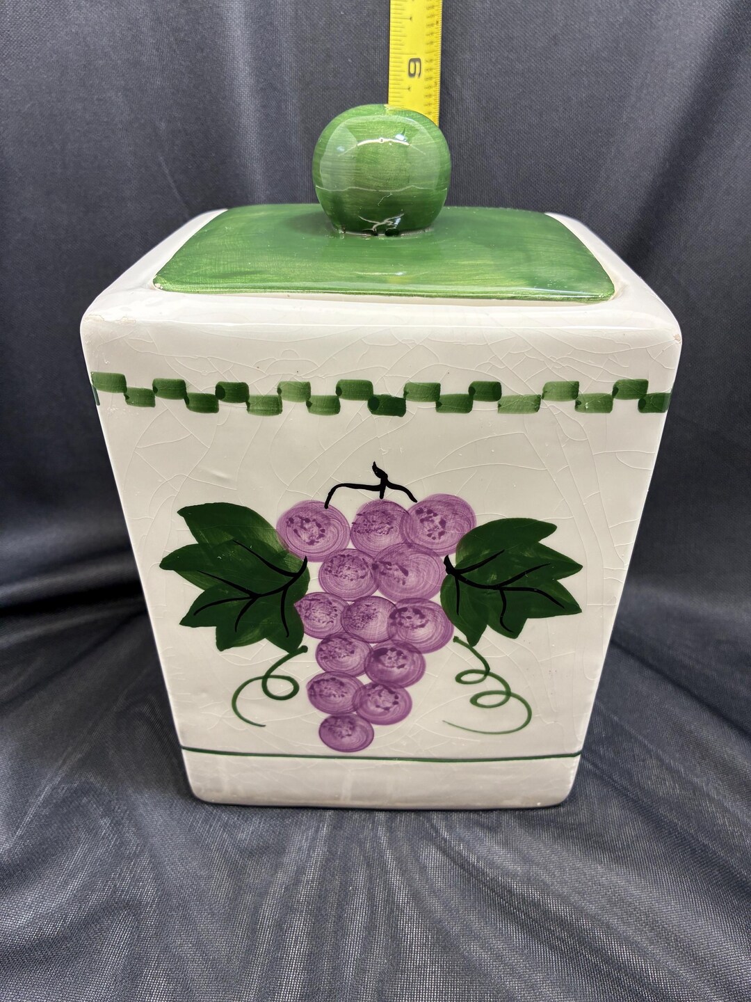 Vintage Hand-painted Grape Canister Jar - Square Storage - Etsy