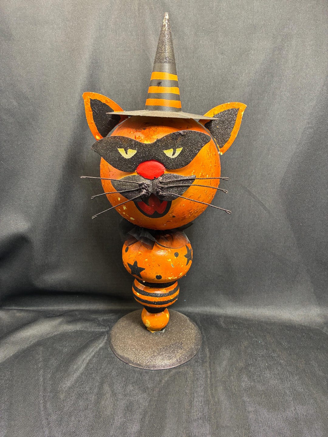 Vintage Handmade by Pier-one Halloween Retro, Metal Art, Witch Cat. - Etsy