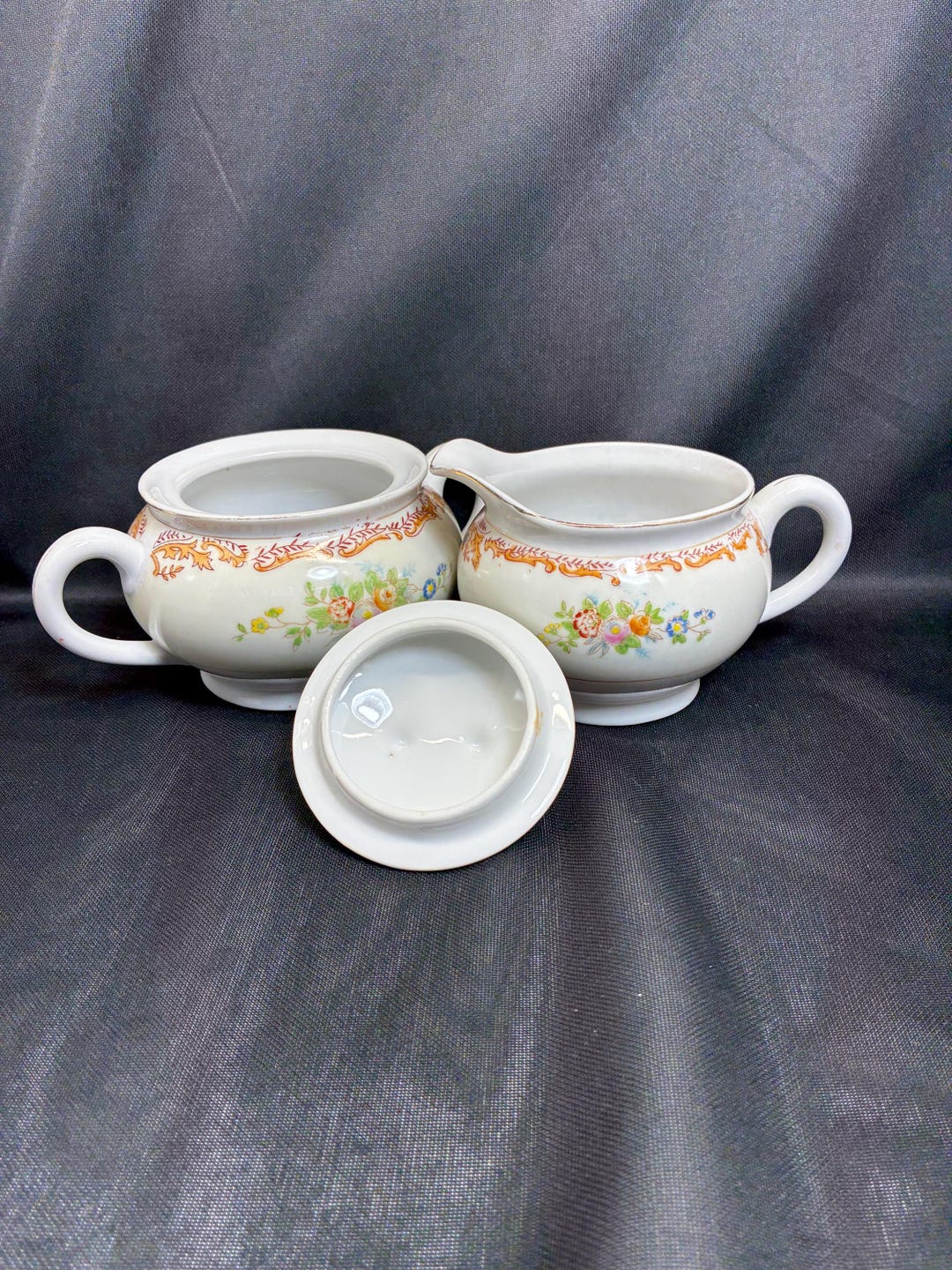 Vintage Porcelain Pre-war Japan, Sugar and Creamer Set With Lid - Etsy