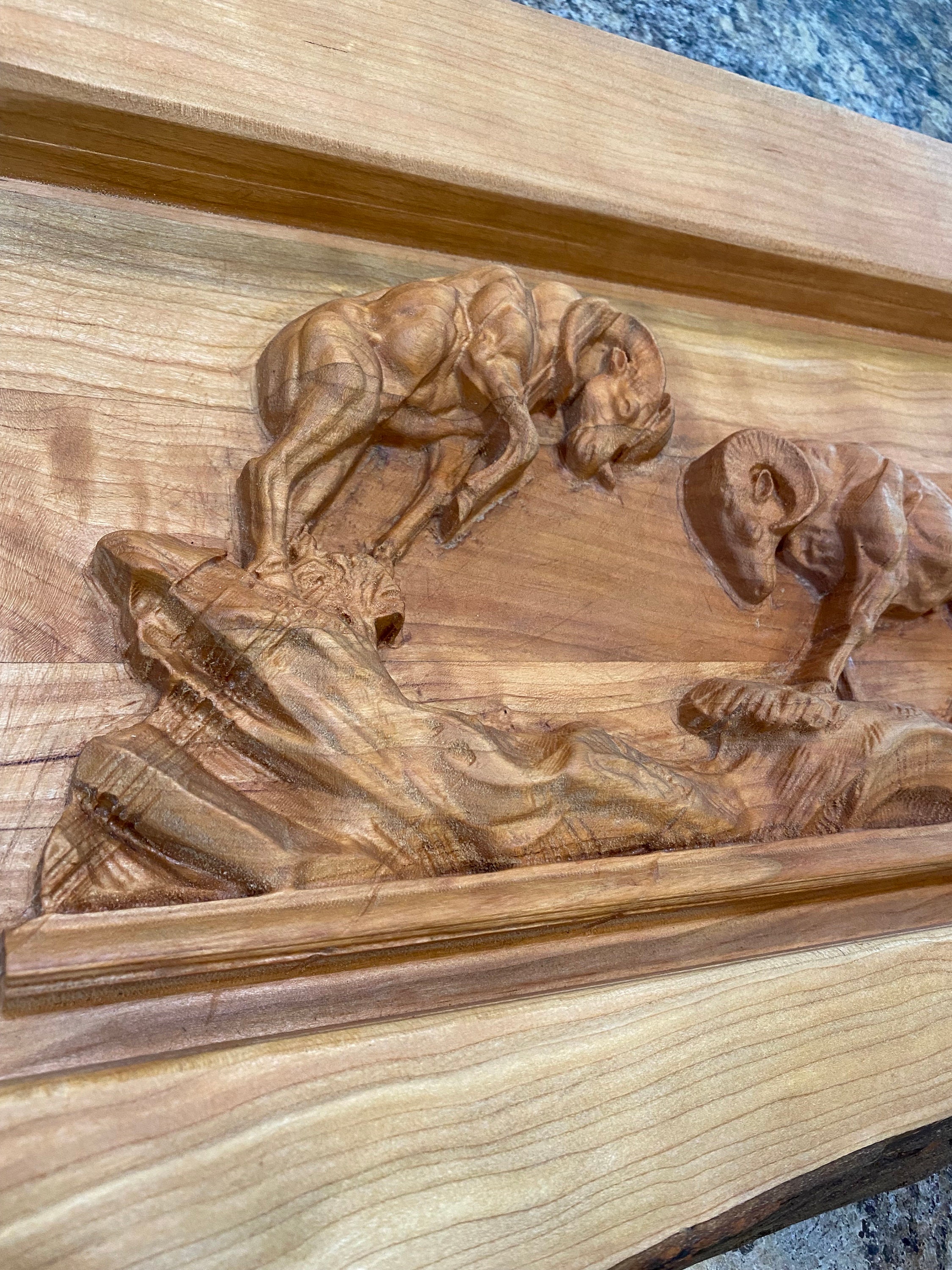 Butting Rams Live Edge Carving - Etsy