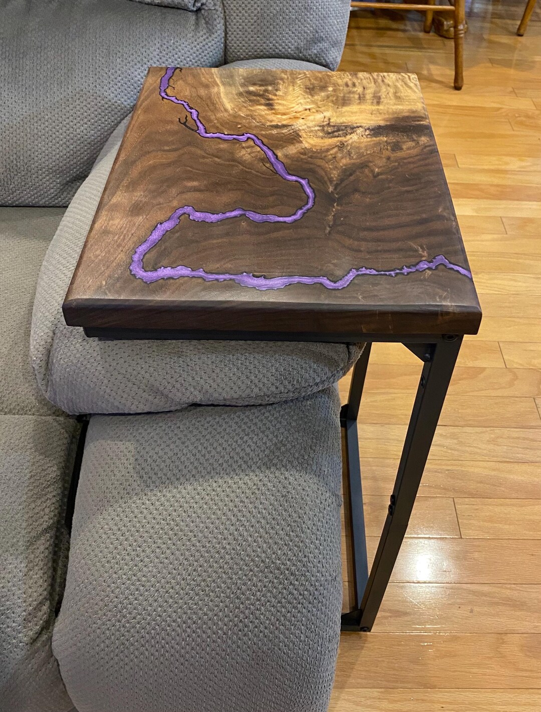 Black Walnut Fractal Burned Epoxy Filled C Table - Etsy