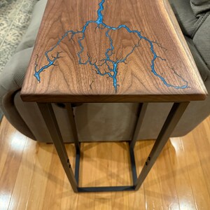 Black Walnut Fractal Burned Epoxy Filled C Table - Etsy