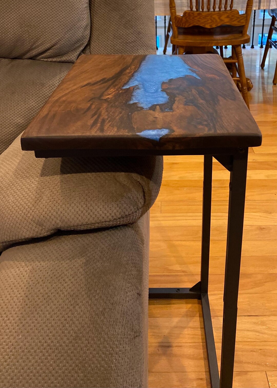 Black Walnut Epoxy Filled C Table - Etsy