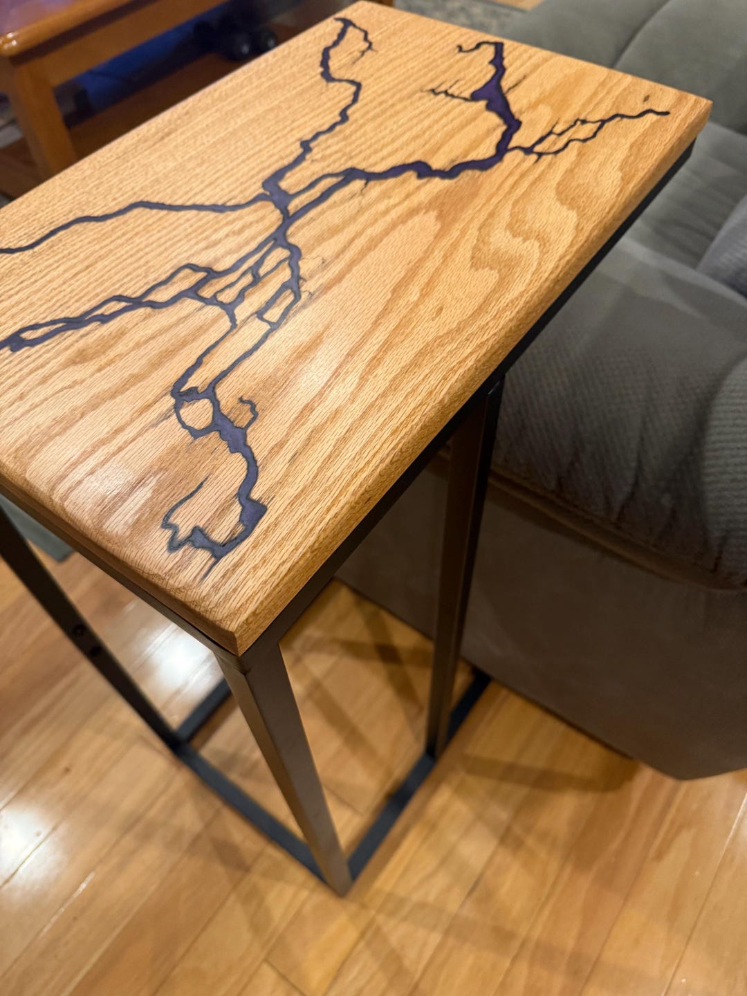 White Oak Fractal Burned Epoxy Filled C Table - Etsy