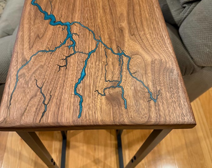 Black Walnut Fractal Burned Epoxy Filled C Table - Etsy