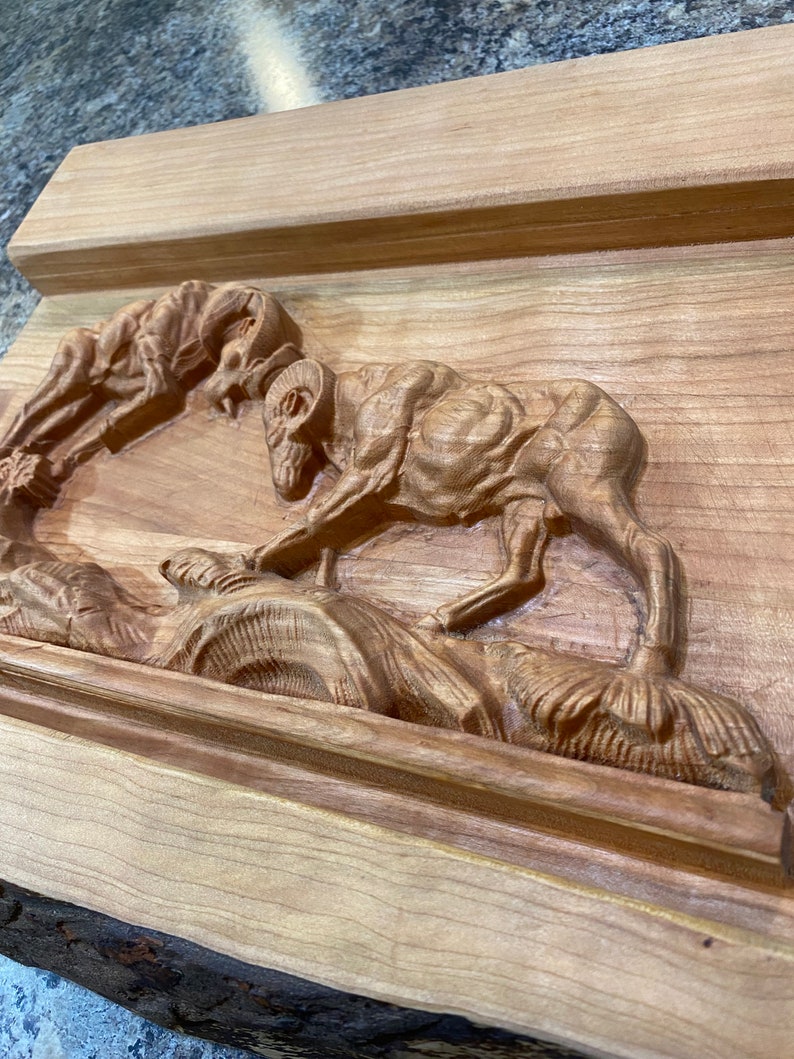 Butting Rams Live Edge Carving - Etsy