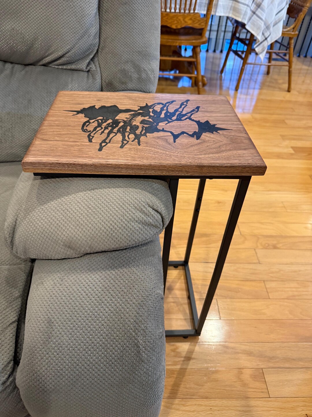 Black Walnut Carved Epoxy Filled C Table - Etsy