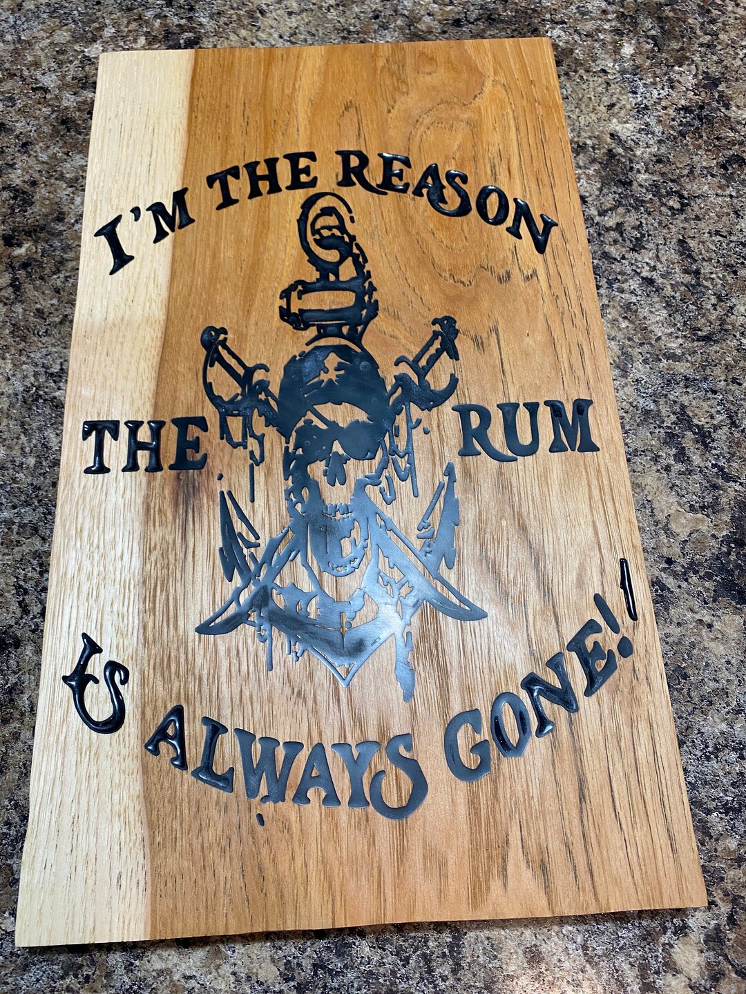 Cherry Hardwood Rum Bar Sign: Epoxy & Silver Accent Decor - Etsy