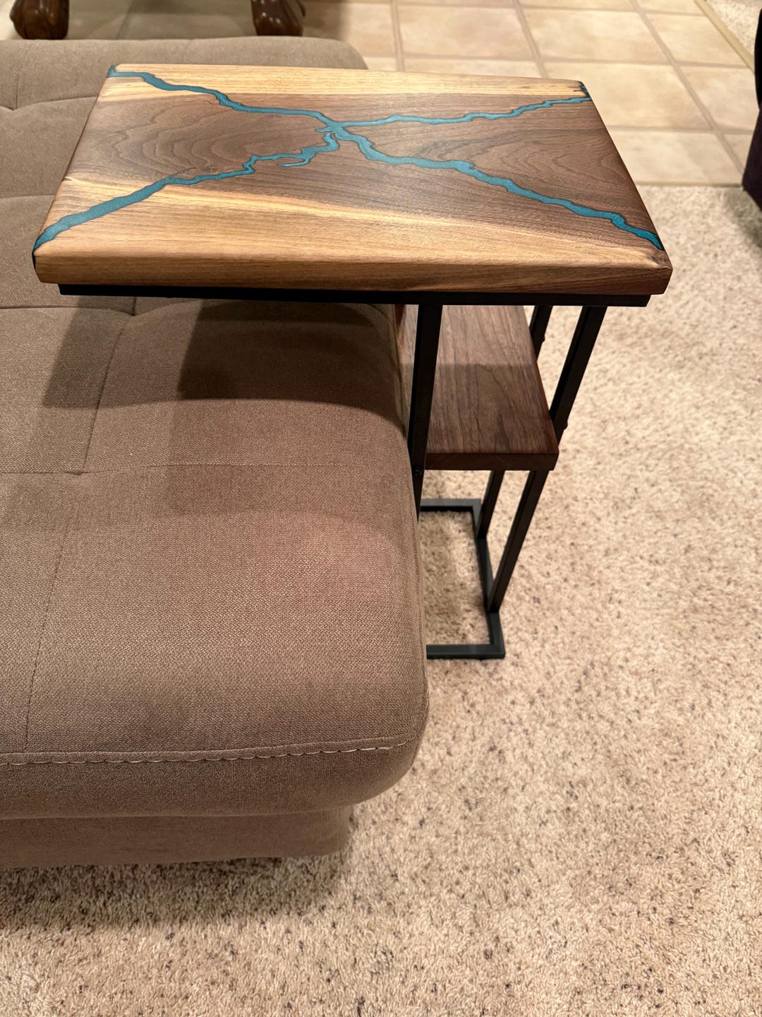 Black Walnut Fractal Burned Epoxy Filled C Table - Etsy