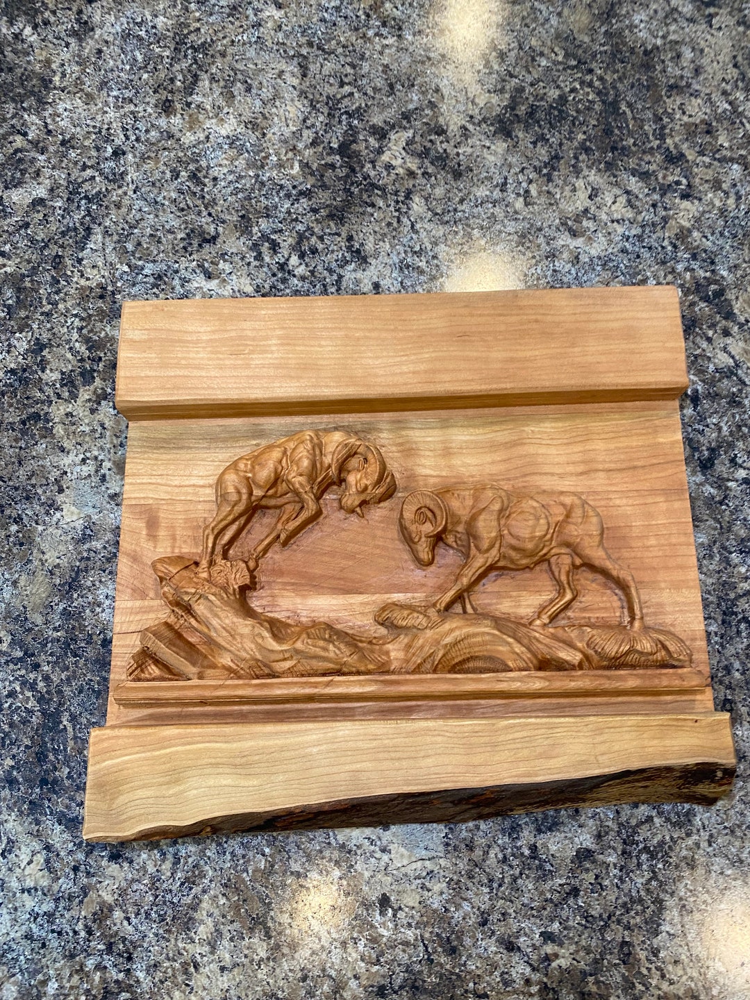 Butting Rams Live Edge Carving - Etsy