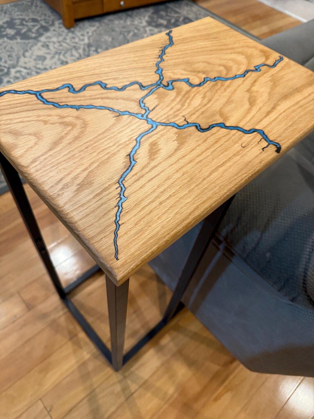 White Oak Fractal Burned Epoxy Filled C Table - Etsy