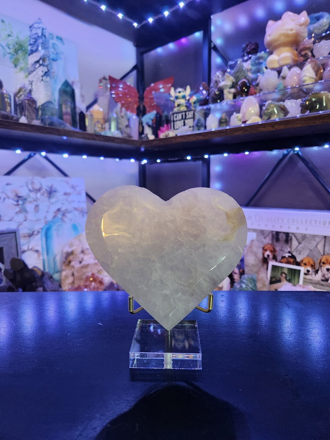 Amethyst Heart pale Stand Included. - Etsy