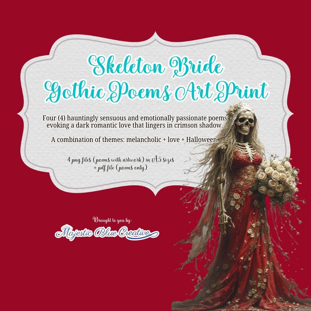 Skeleton Bride Gothic Poems Art Print (digital Download) - Etsy Australia