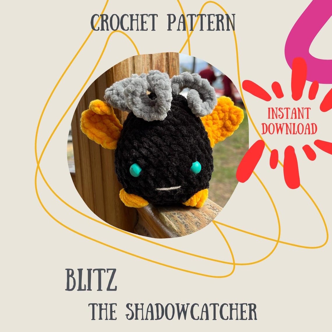 Blitz the Shadowcatcher PDF English Pattern, Cute Halloween Creature ...