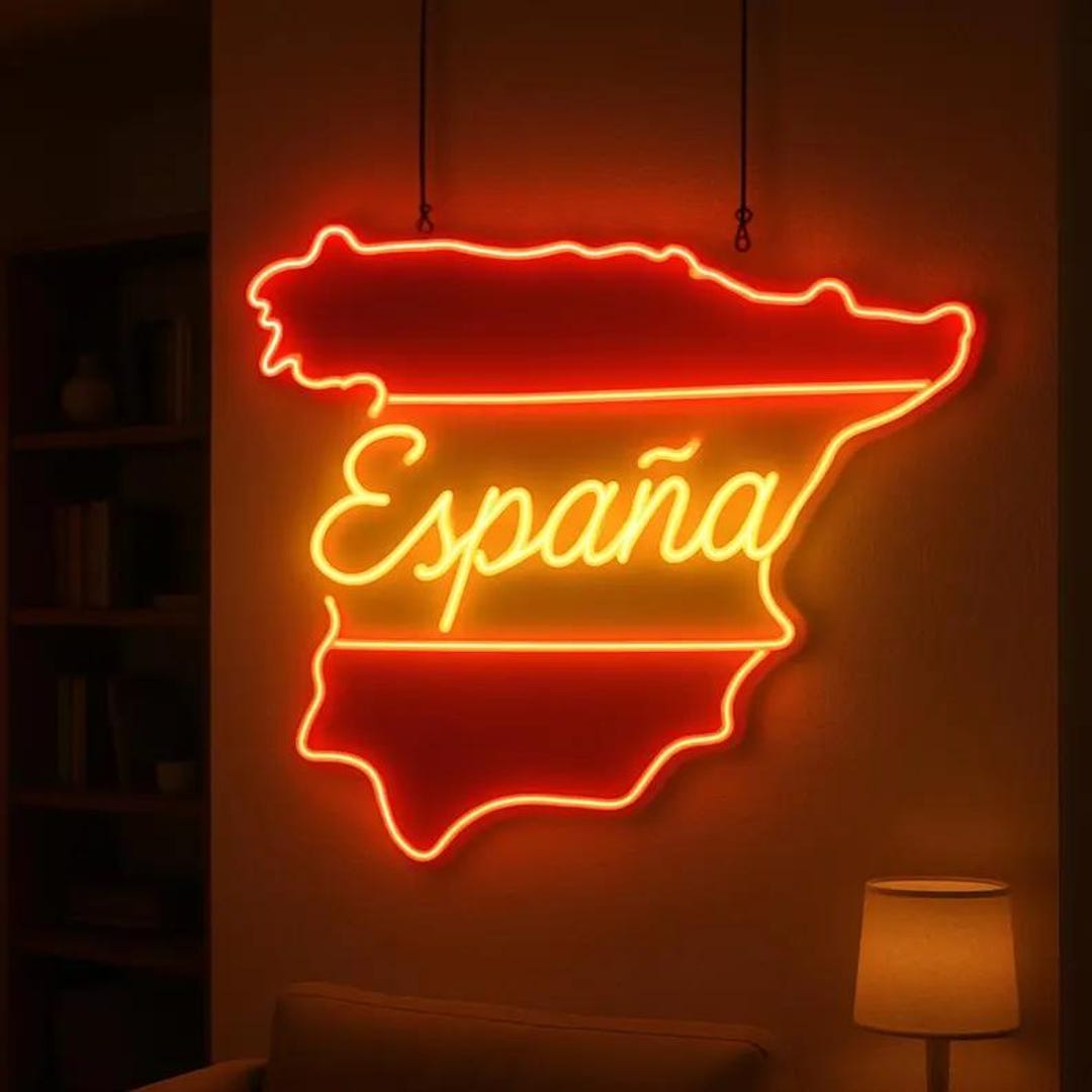 Spain Neon Sign: Spain Map LED Wall Art, Travel Inspired Neon Light for ...