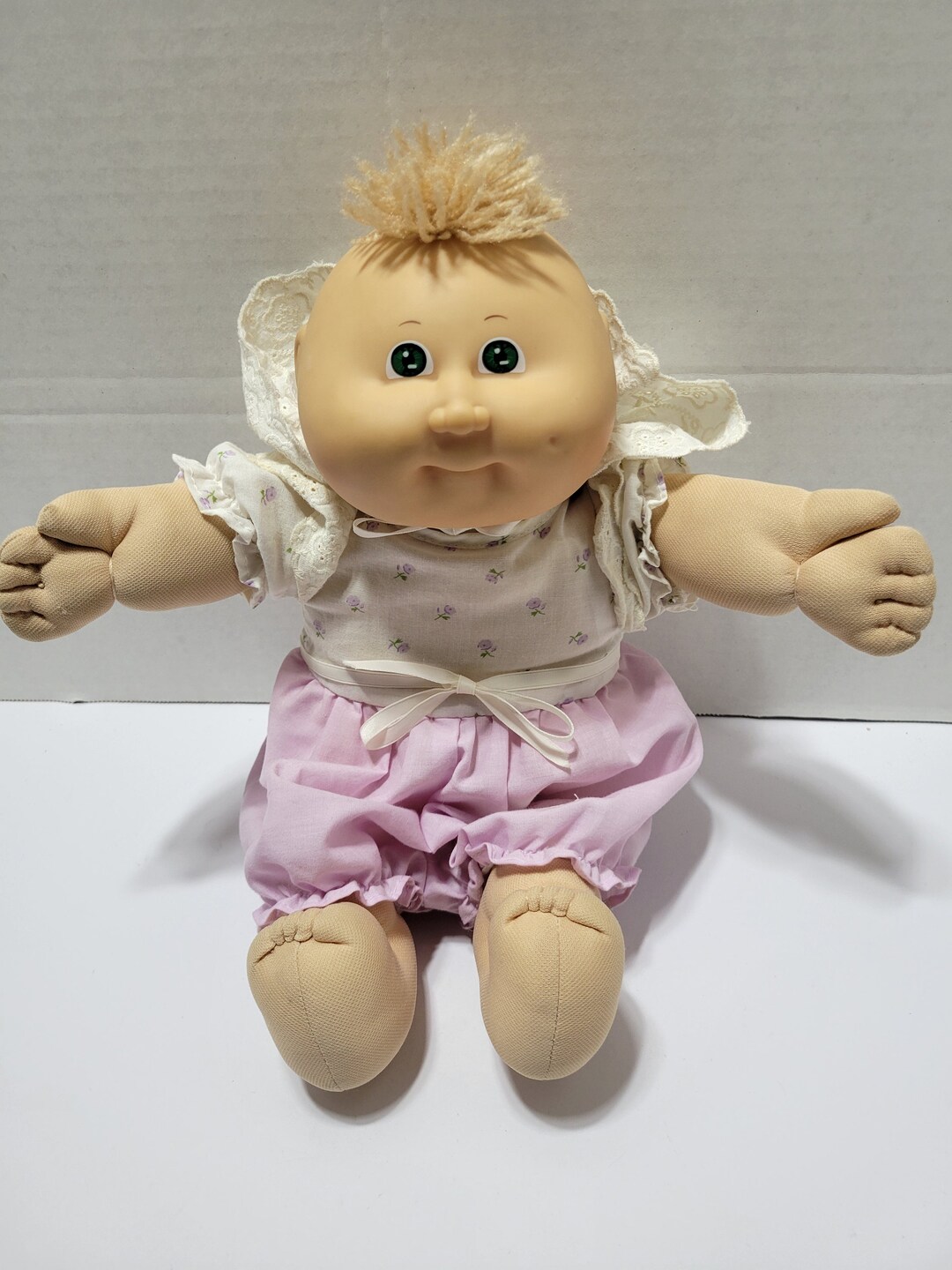 1985 Cabbage Patch Preemie Girl Doll With Genuine CPK Clothing Green Eyes Wheat-blonde Hair Tuft ...