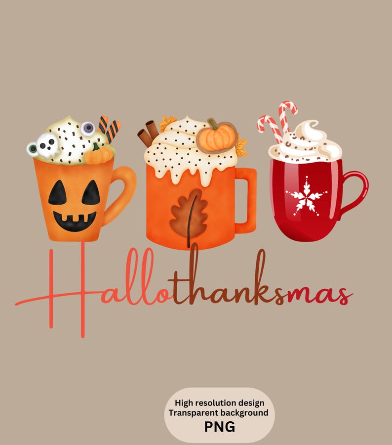 Hallothanksmas PNG, Halloween Thanksgiving Christmas Design, Holiday ...
