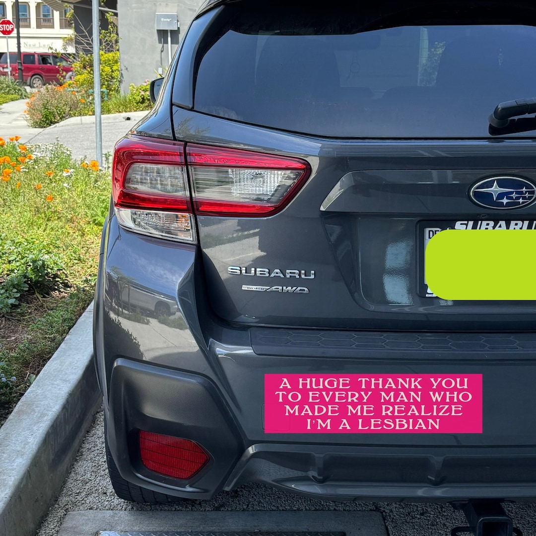 Funny Lesbian Queer Sapphic Pink Bumper Sticker for Pride Month Gift ...