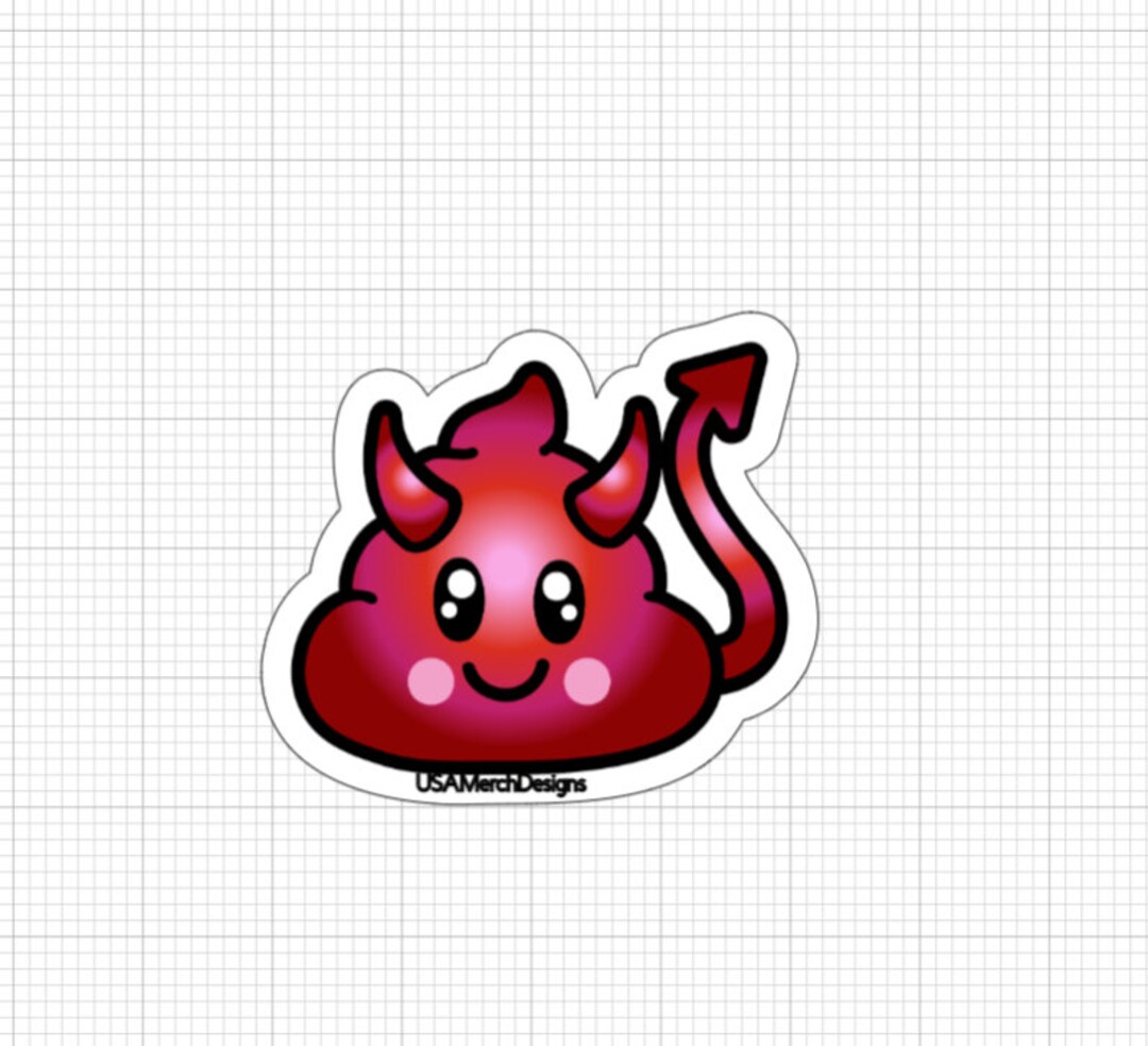 Devil Sticker, Poop, Horns, the Beast, Red, Smile, Tail - Etsy