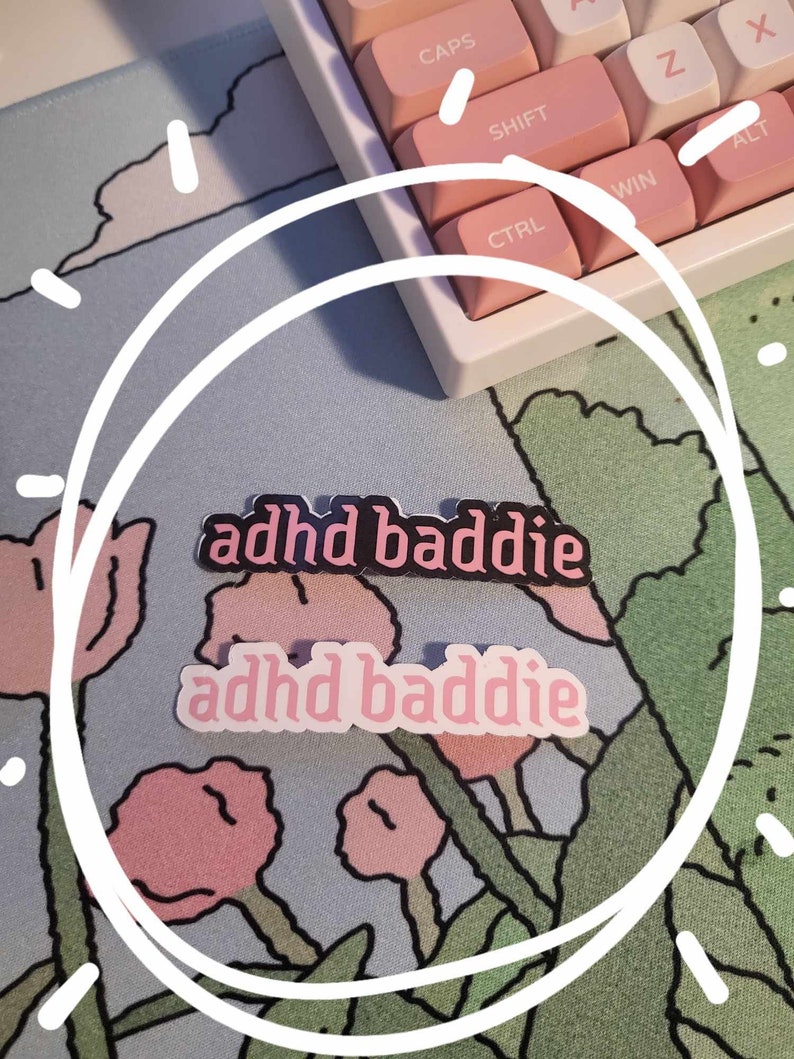 Adhd Baddie Sticker, Cute Vinyl Sticker for Audhd Laptop, Water Bottle ...