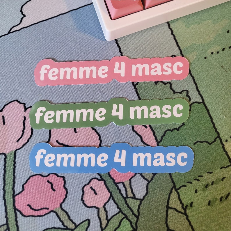 Femme 4 Masc Vinyl Sticker, Lesbian Owned, Handmade Decal for Laptop ...
