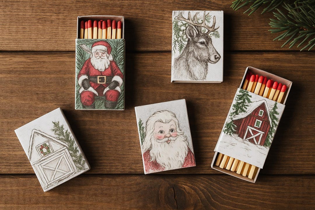 Holiday Match Boxes for Christmas Personalised Wedding Favours ...