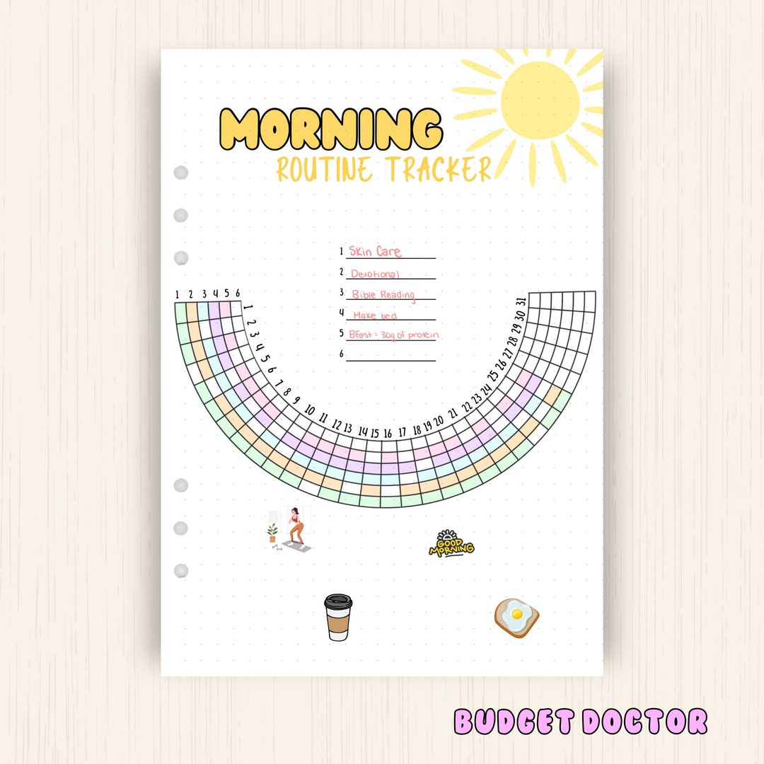 Morning Routine, Monthly Bullet Journal Bujo Spread A5 Size Daily ...
