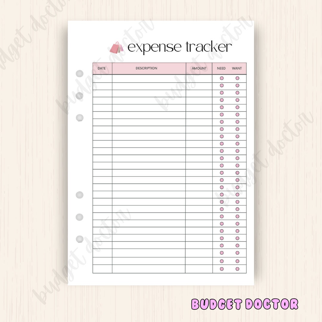 Expense Tracker, Bullet Journal for A5 Planner Inserts - Etsy