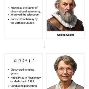Who Am I ? 50 Scientists Flashcards, Educational Printable Cards, Kids ...