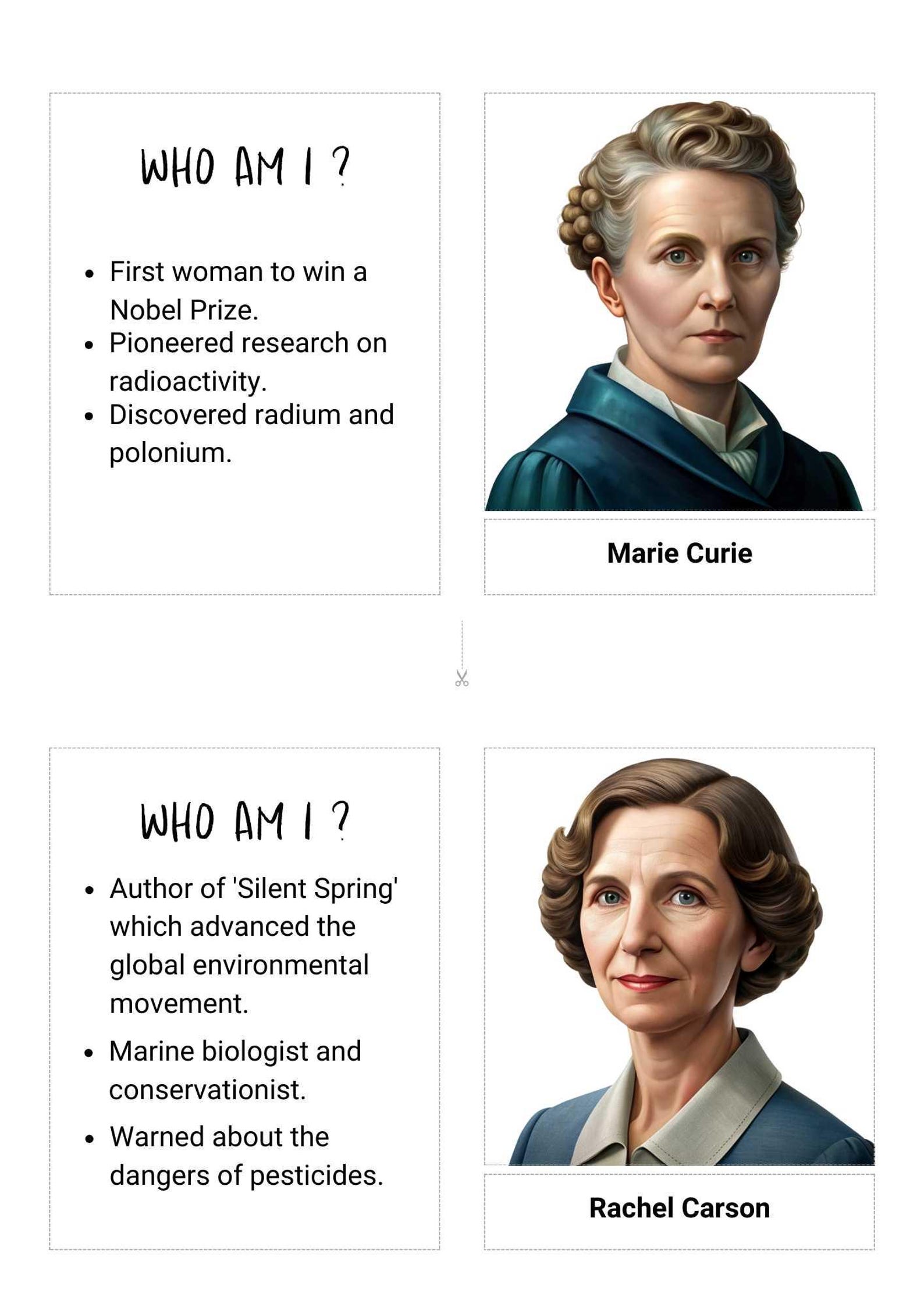 Who Am I ? 50 Scientists Flashcards, Educational Printable Cards, Kids ...