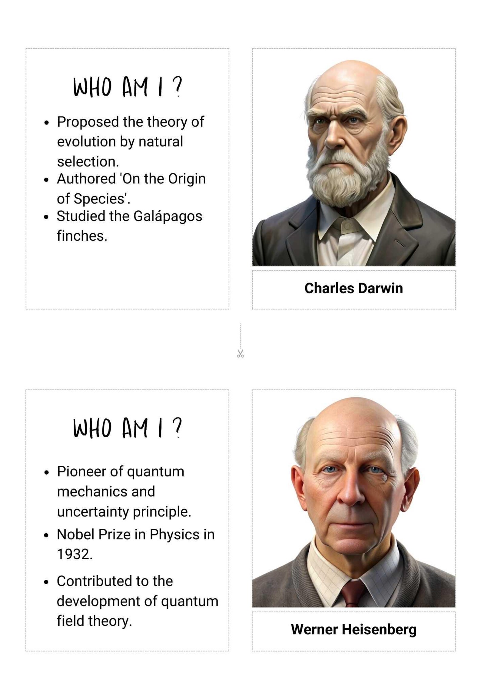 Who Am I ? 50 Scientists Flashcards, Educational Printable Cards, Kids ...