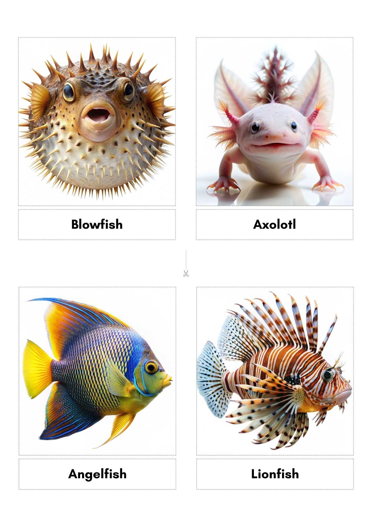 24 Aquatic Animals Flashcards, Educational Printable Cards, Kids ...