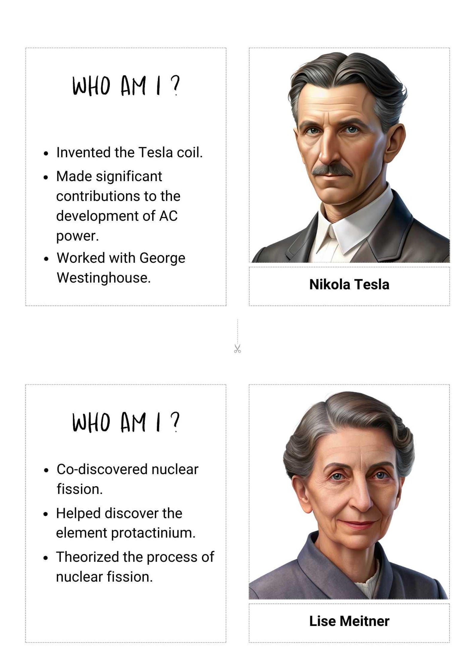 Who Am I ? 50 Scientists Flashcards, Educational Printable Cards, Kids ...