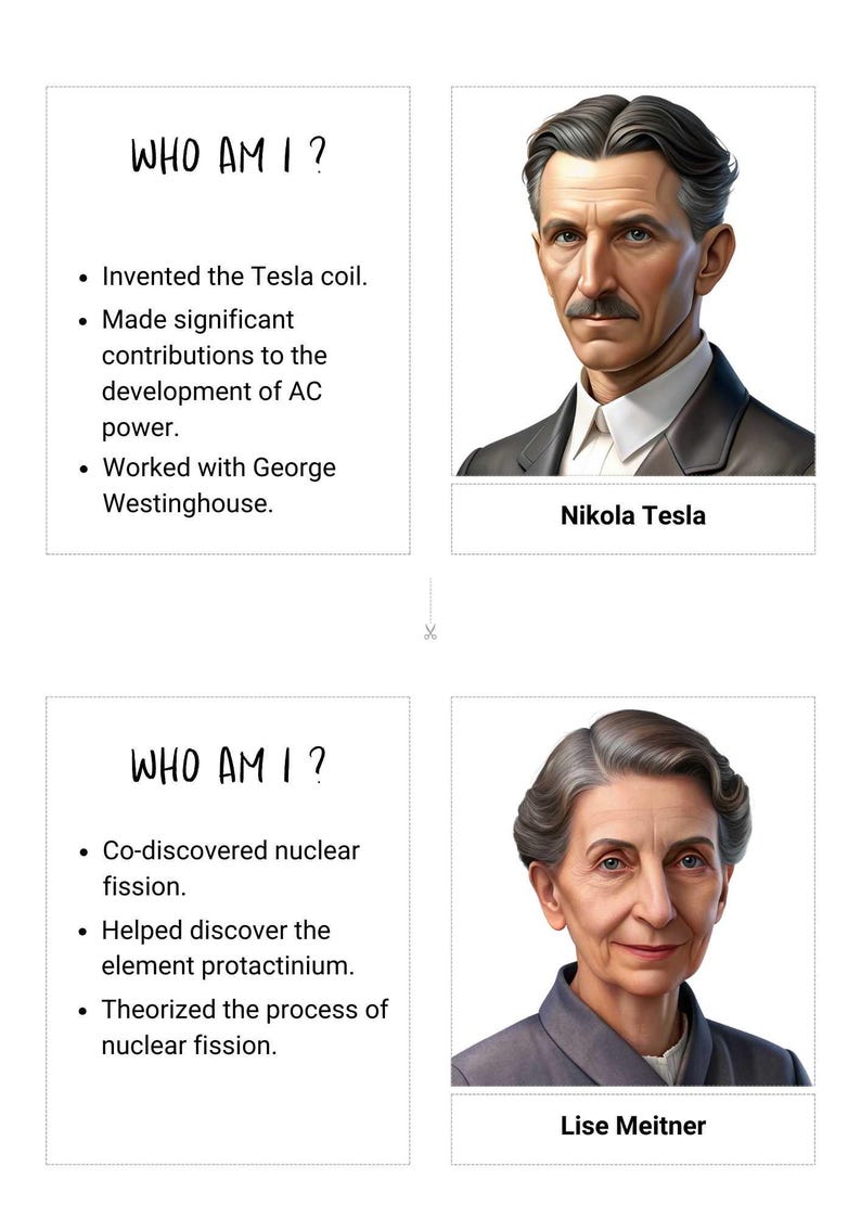 Who Am I ? 50 Scientists Flashcards, Educational Printable Cards, Kids ...