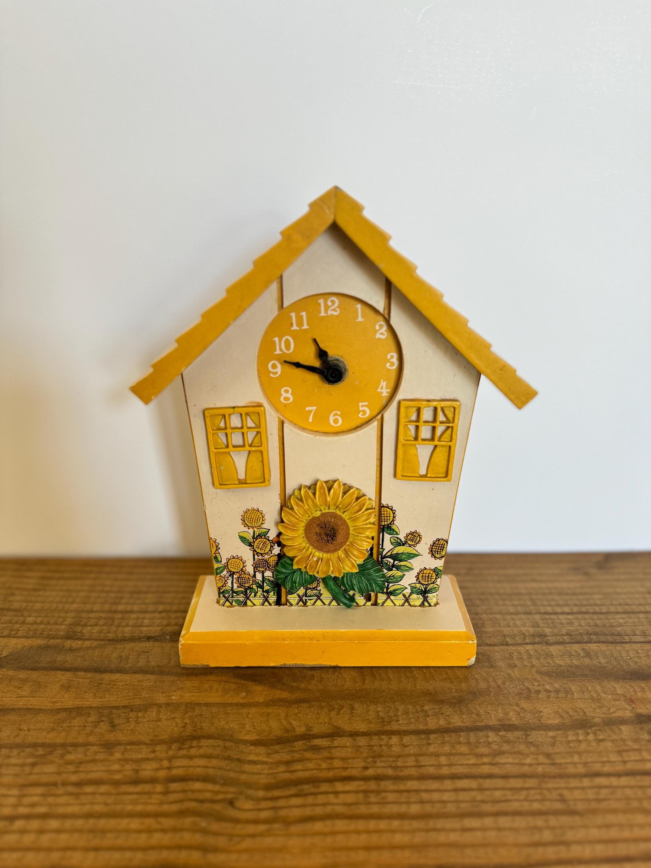 Sunflower Cottage Clock Vintage Handcrafted Clock Cute Cottagecore Home ...