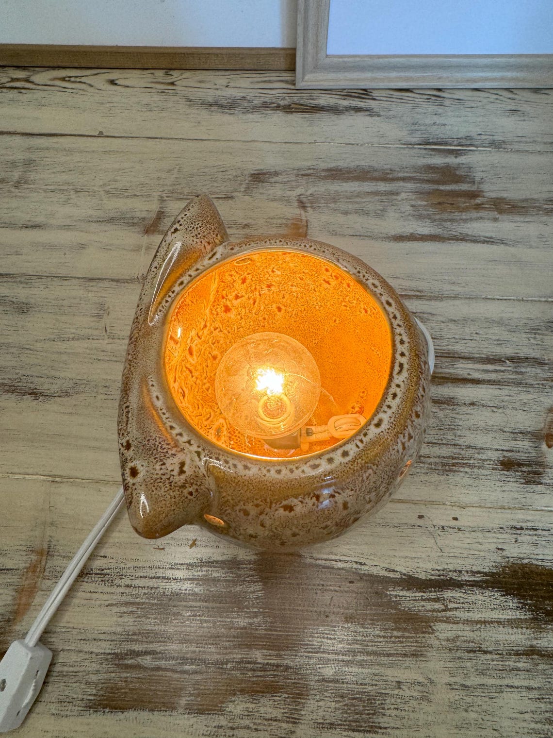 Ceramic Owl Lamp Vintage Pottery Owl Night Light Cute Woodland Creature ...