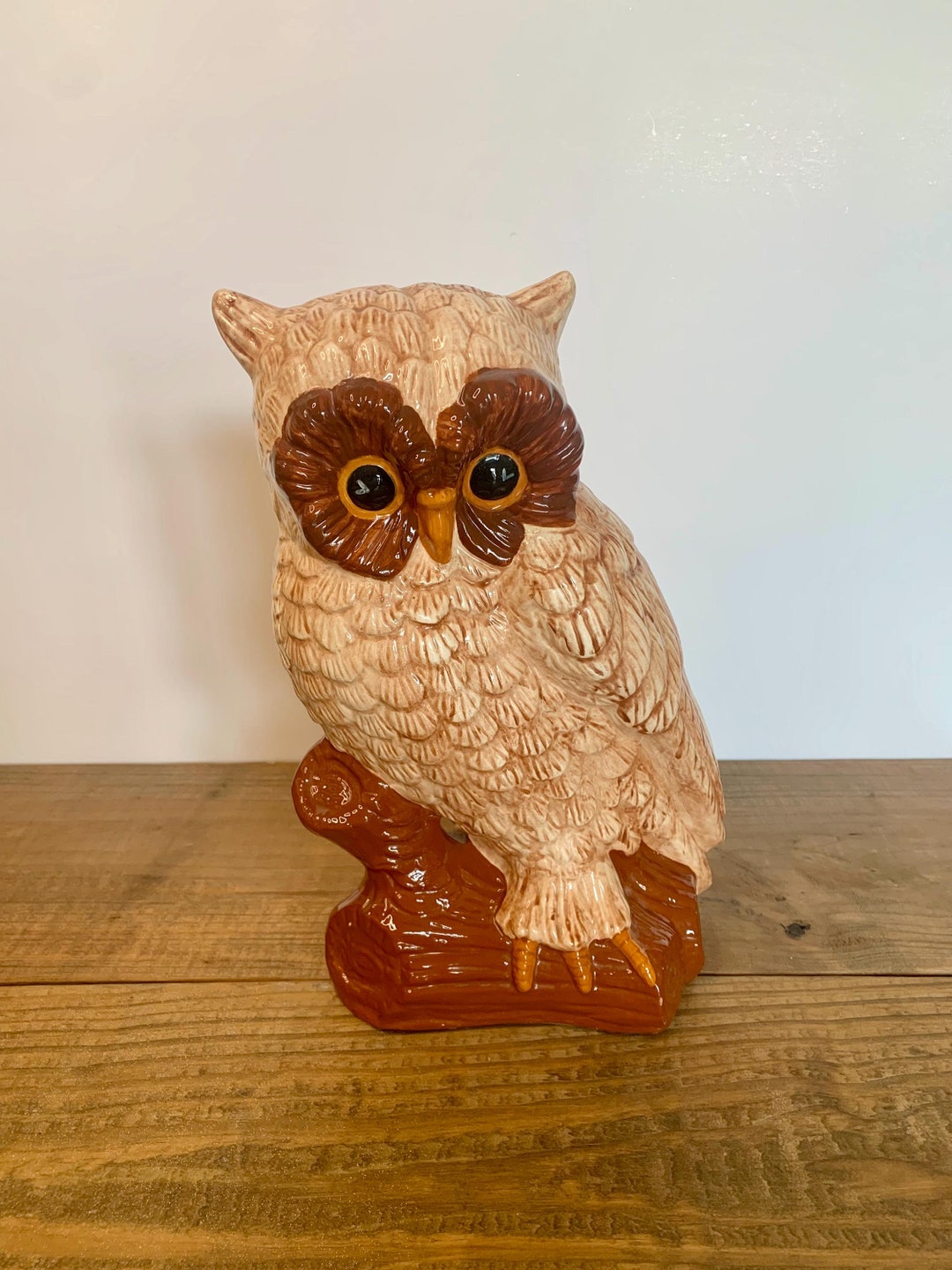 Large Ceramic Owl Statue Vintage Owl Figurine Woodland Creature Home ...