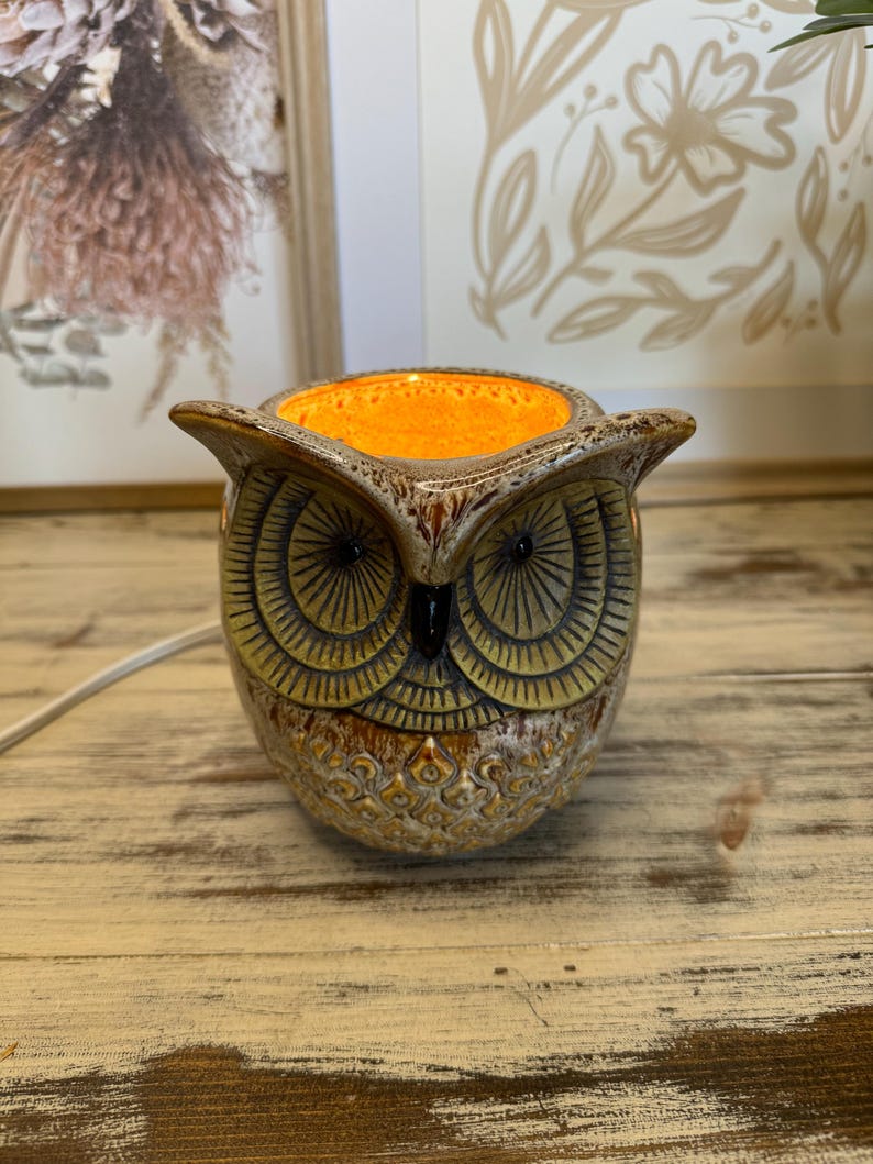 Ceramic Owl Lamp Vintage Pottery Owl Night Light Cute Woodland Creature ...