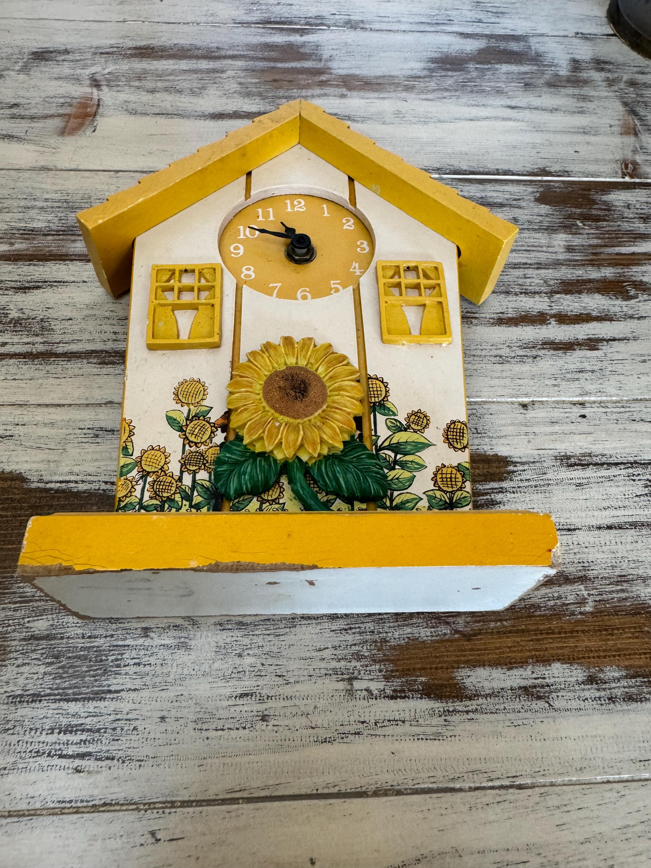 Sunflower Cottage Clock Vintage Handcrafted Clock Cute Cottagecore Home ...