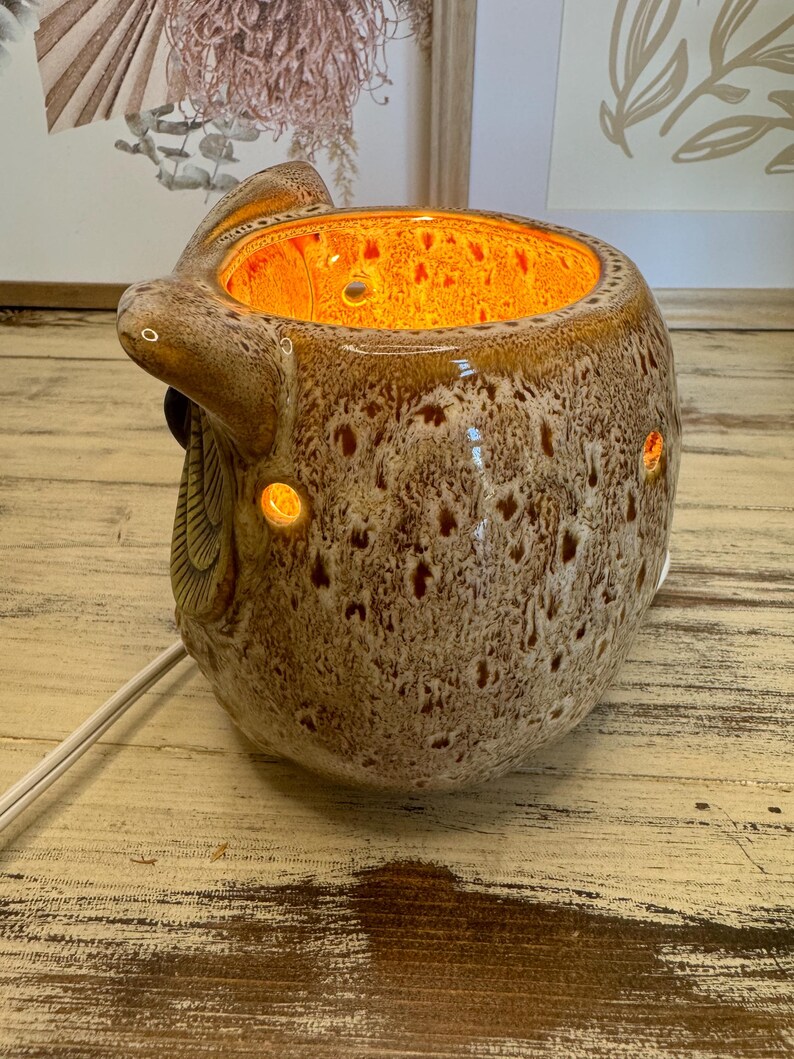 Ceramic Owl Lamp Vintage Pottery Owl Night Light Cute Woodland Creature ...