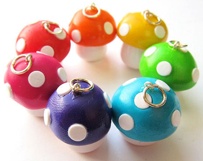 Polymer Clay Mushroom Toadstool Charm You Pick the Color - Etsy