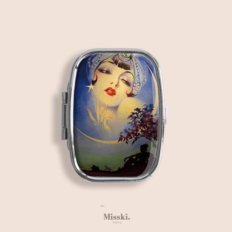 LADY in the MOON Vintage 1927 Magazine Small Pill Box Ring Trinket ...
