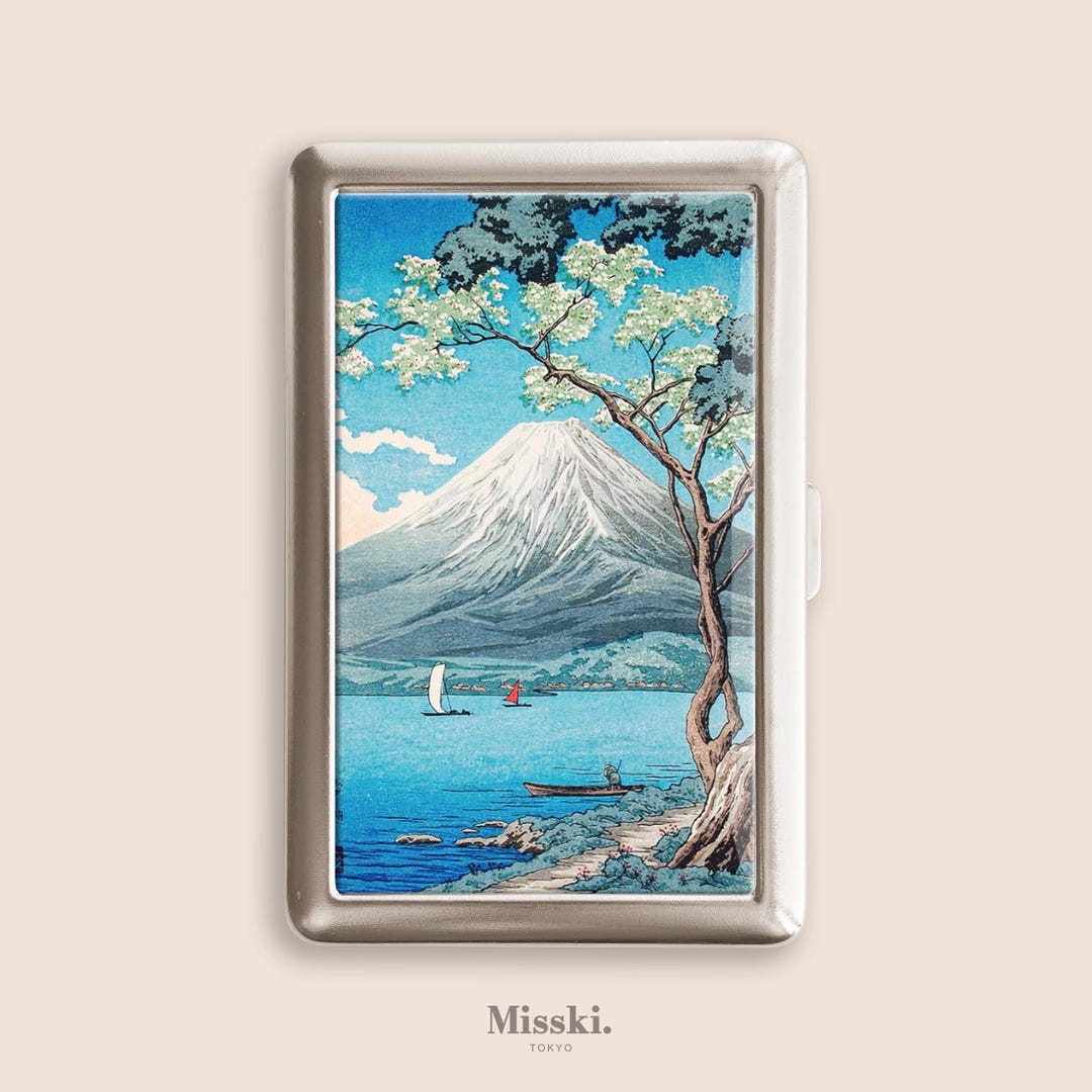 Japanese Art Mount Fuji From Lake Yamanaka Cigarette Case, Vintage ...