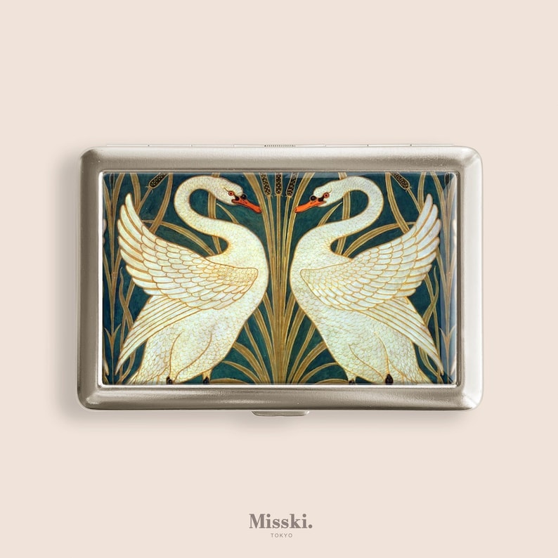 Swan Rush and Iris Art Nouveau Cigarette Case, Vintage Purse Joint ...