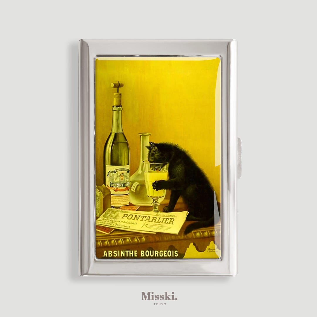 Absinthe Bourgeois Black Cat Poster Credit Card Holder Wallet Business ...