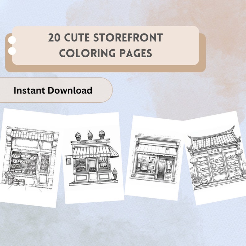 20 Cute Storefront Coloring Pages - Etsy