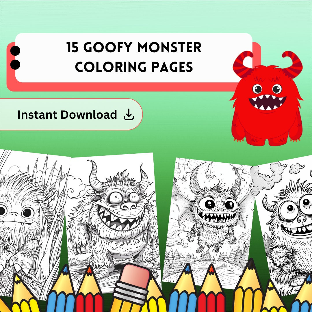 15 Goofy Monsters Coloring Pages - Etsy
