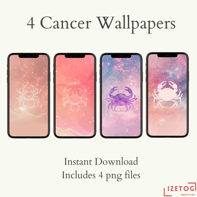 4 Cancer Aesthetic Wallpaper Simple Zodiac Backgrounds for Smartphones ...